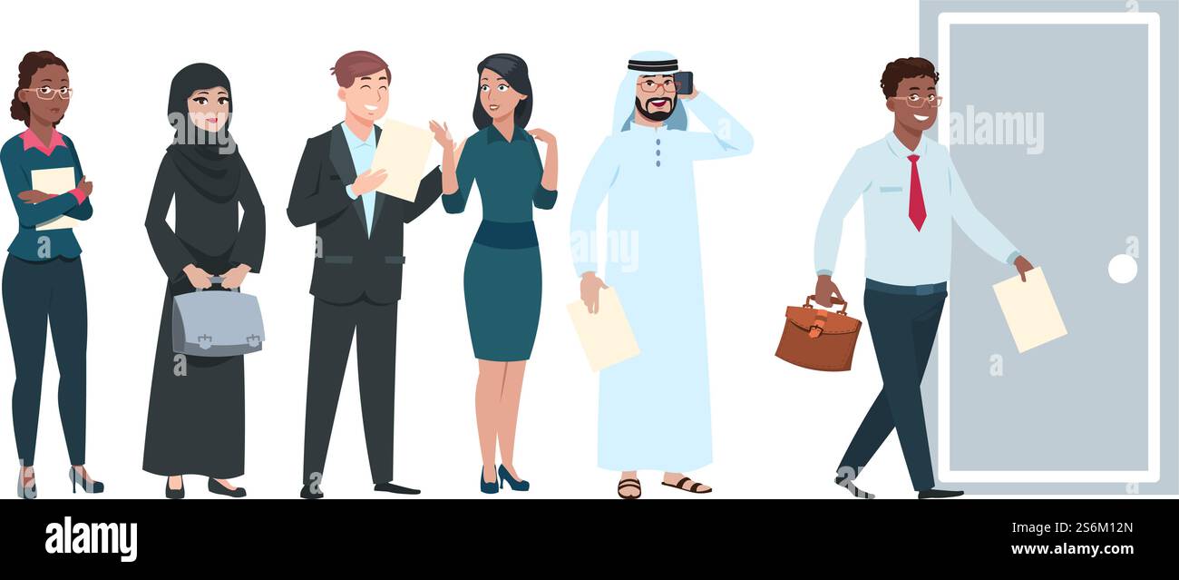 Office workers in line hands Stock Vector Images - Alamy