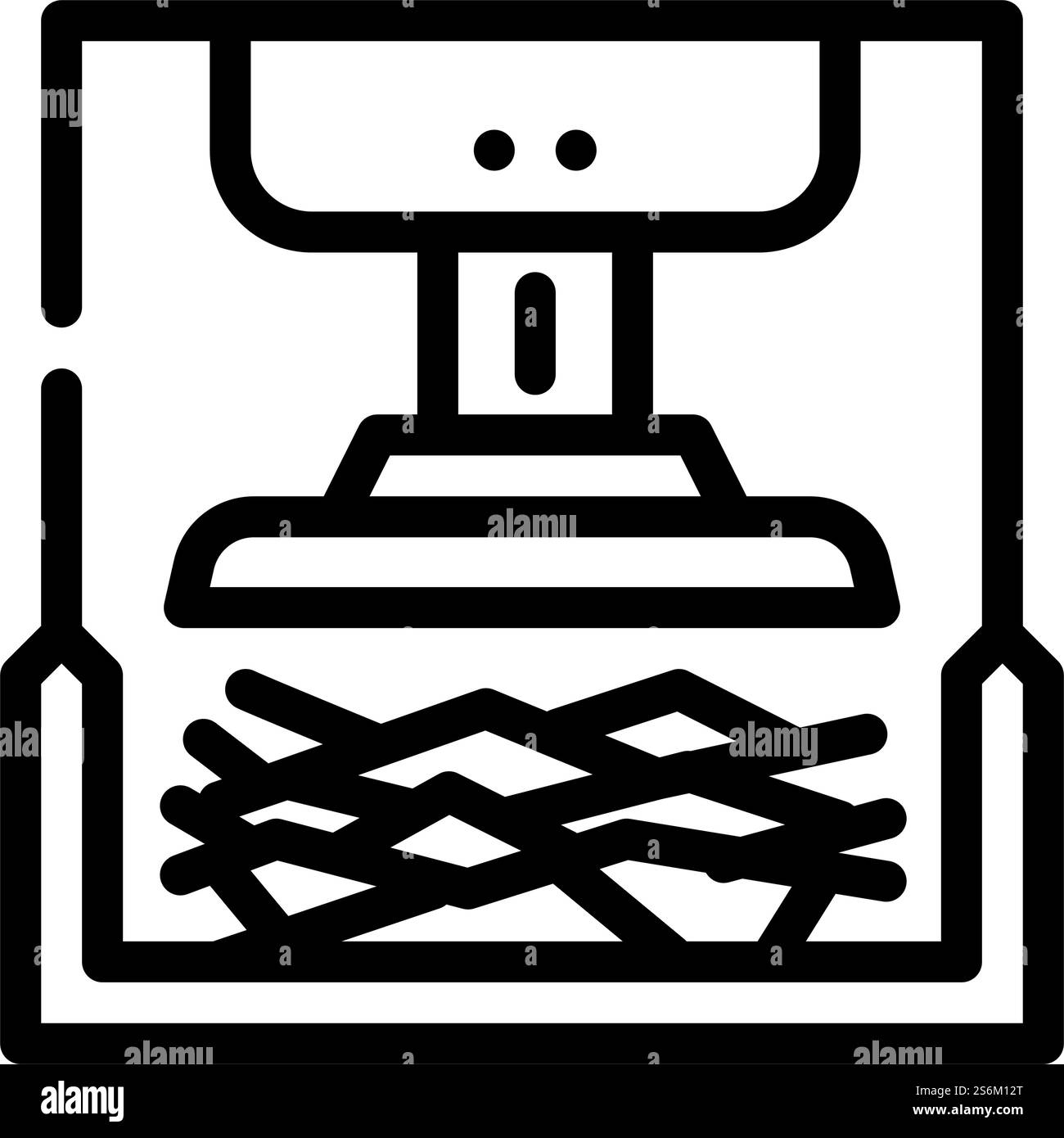 pressing solid waste line icon vector. pressing solid waste sign ...