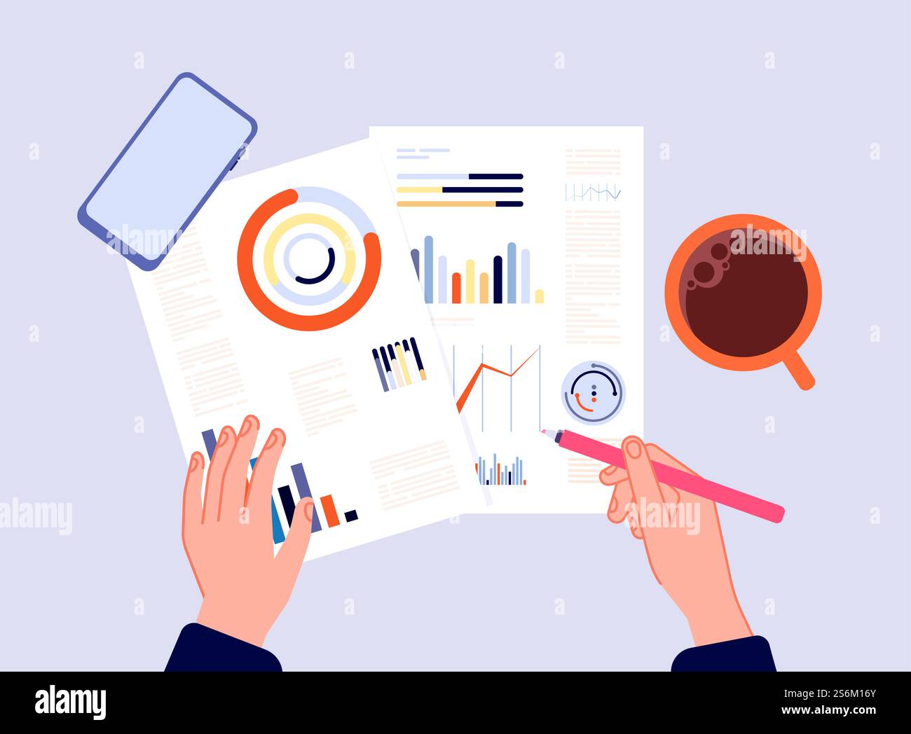 Financial report. Hands writing charts, banking diagrams or research ...