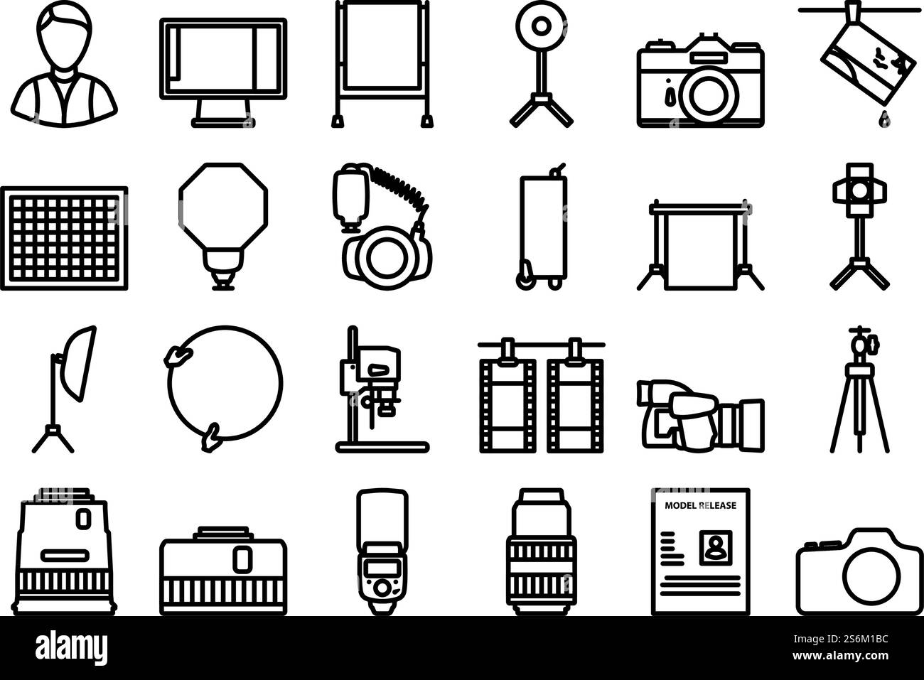 Photography Icon Set Bold Outline Design With Editable Stroke Width Vector Illustration Stock