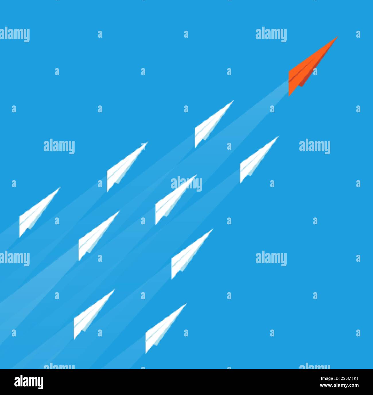 Leadership plane concept. Business goal, paper airplane follow to ...