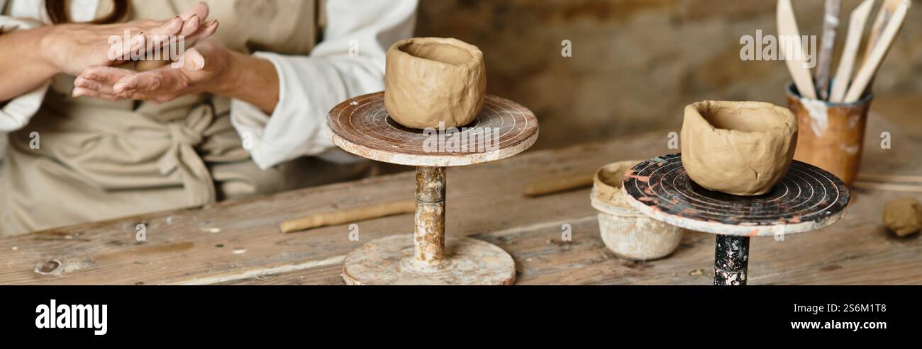 woman shapes clay during a pottery class, sharing meaningful moments ...