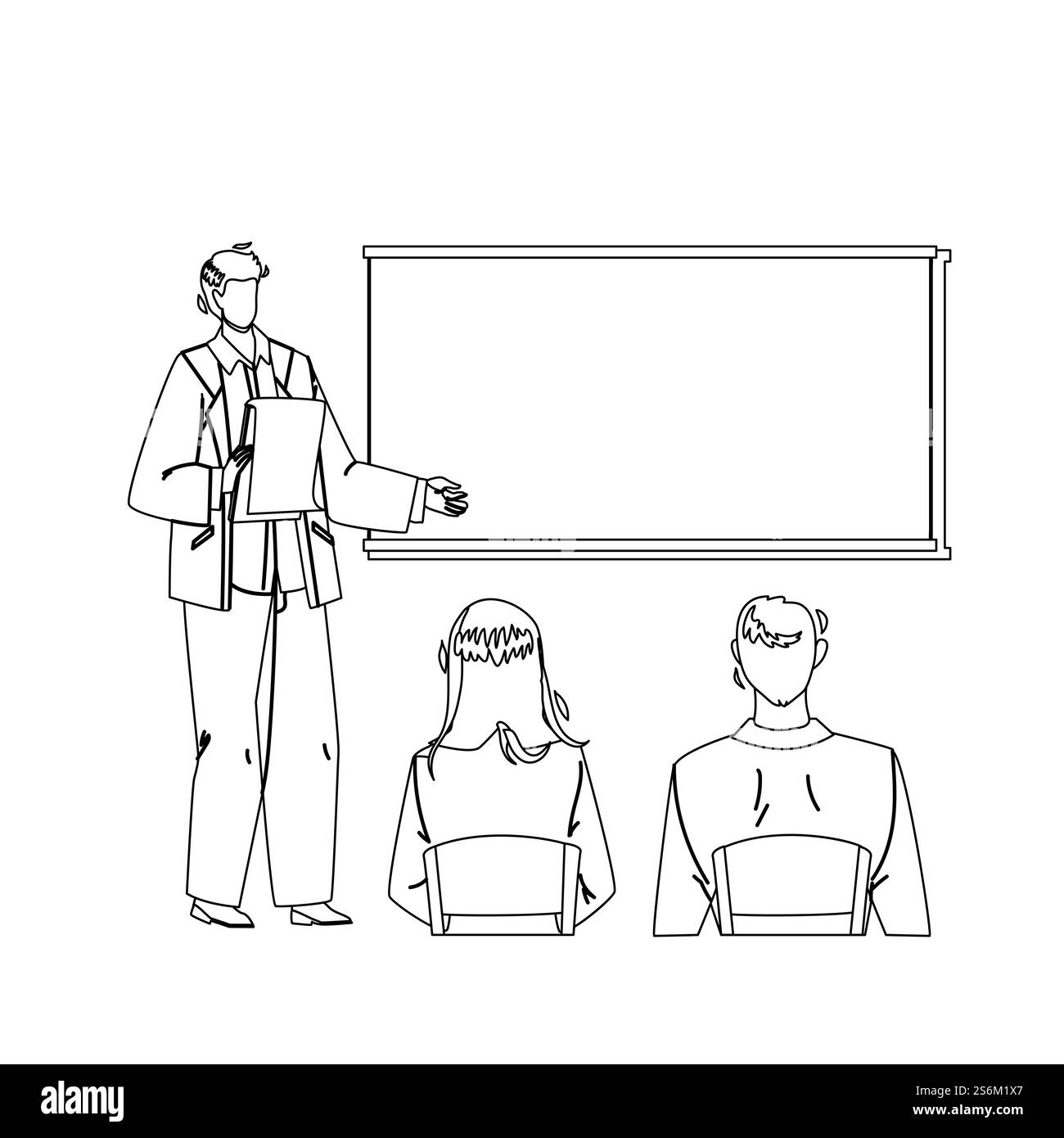 Presentation Company Strategy Speak Worker Black Line Pencil Drawing ...
