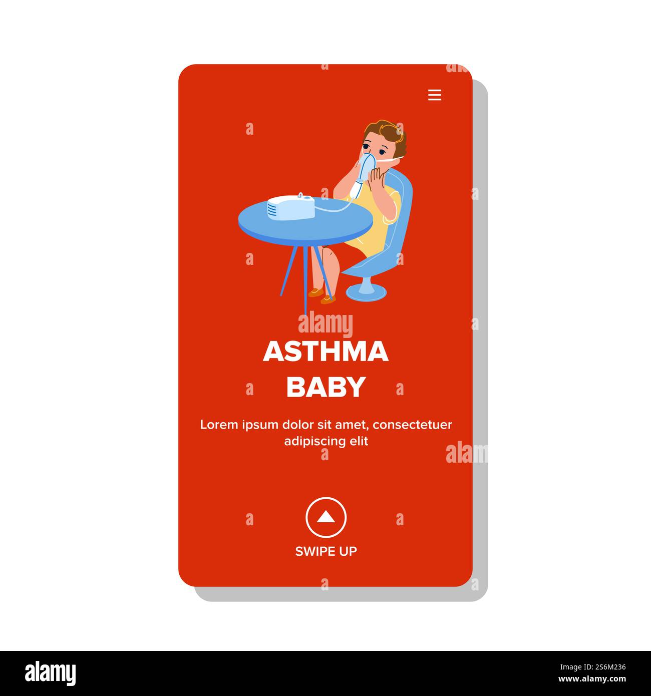 Asthma Baby Breathing Inhaler Medical Tool Vector. Asthma Baby Breath ...