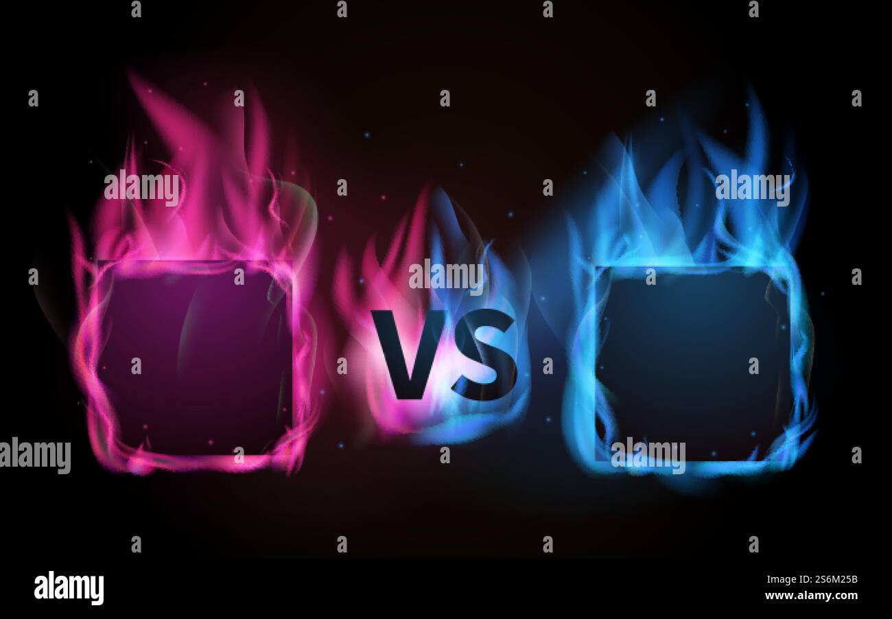 Glowing Versus screen. Pink vs blue, confrontation of male and female ...