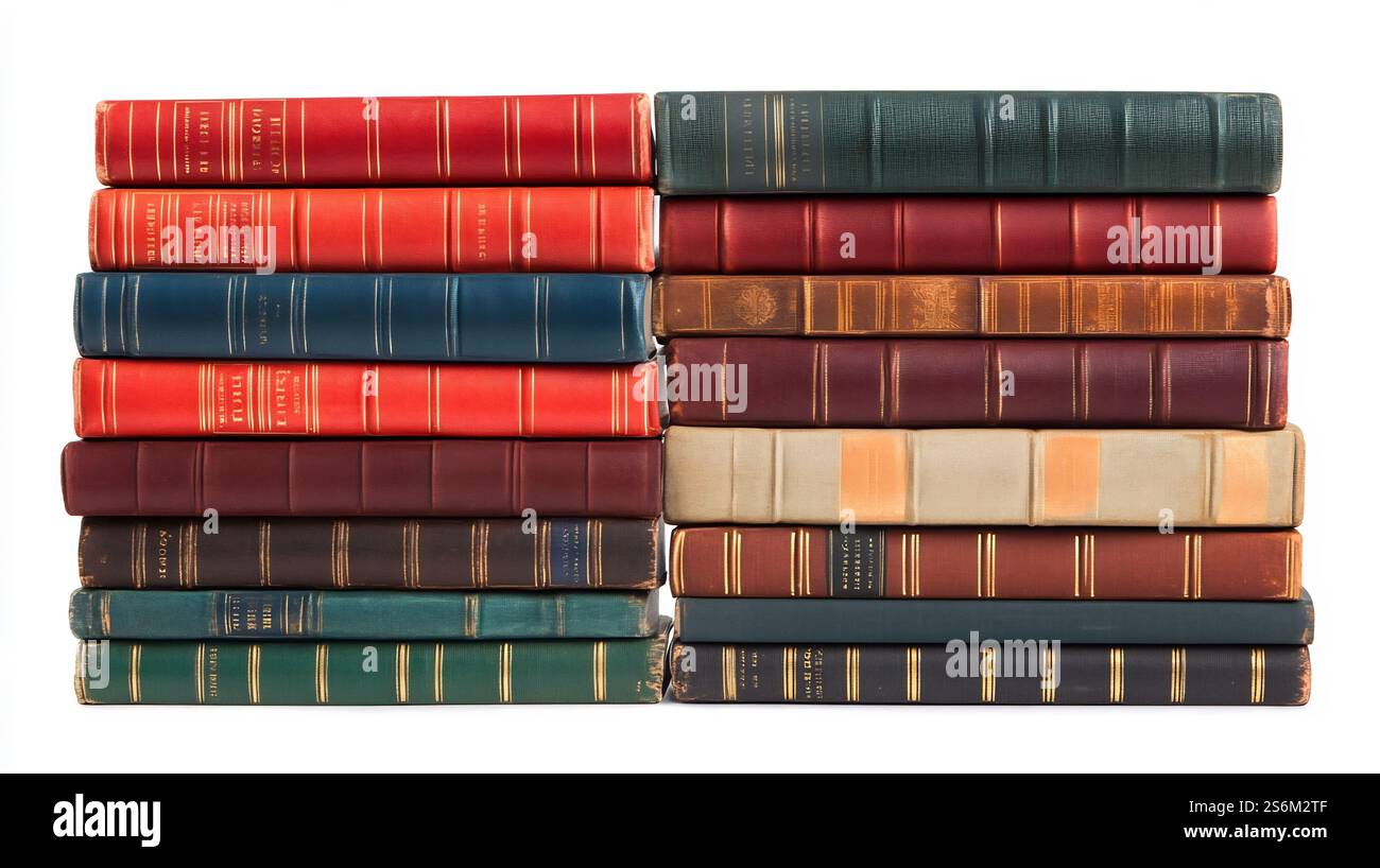 Colorful stack of vintage hardcover books with visible titles and ...