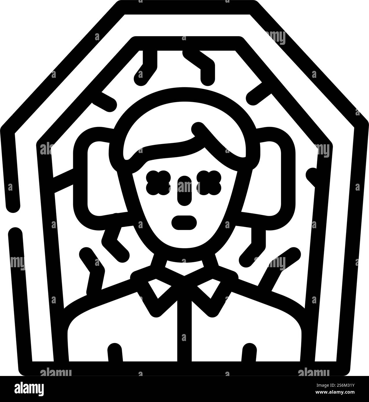 dead man in coffin line icon vector. dead man in coffin sign. isolated ...
