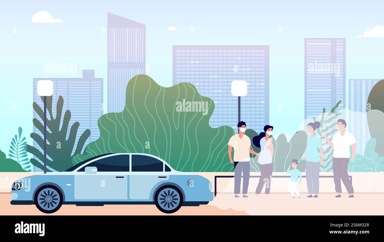 City air pollution. World problem of environment and ecological ...