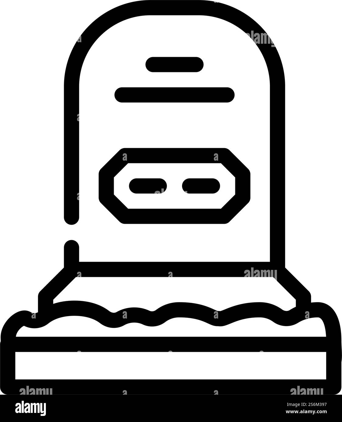 headstone on grave line icon vector. headstone on grave sign. isolated ...