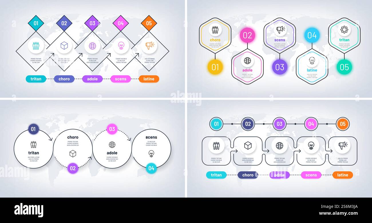 Business infographic banner. World info posters, step by step planning ...