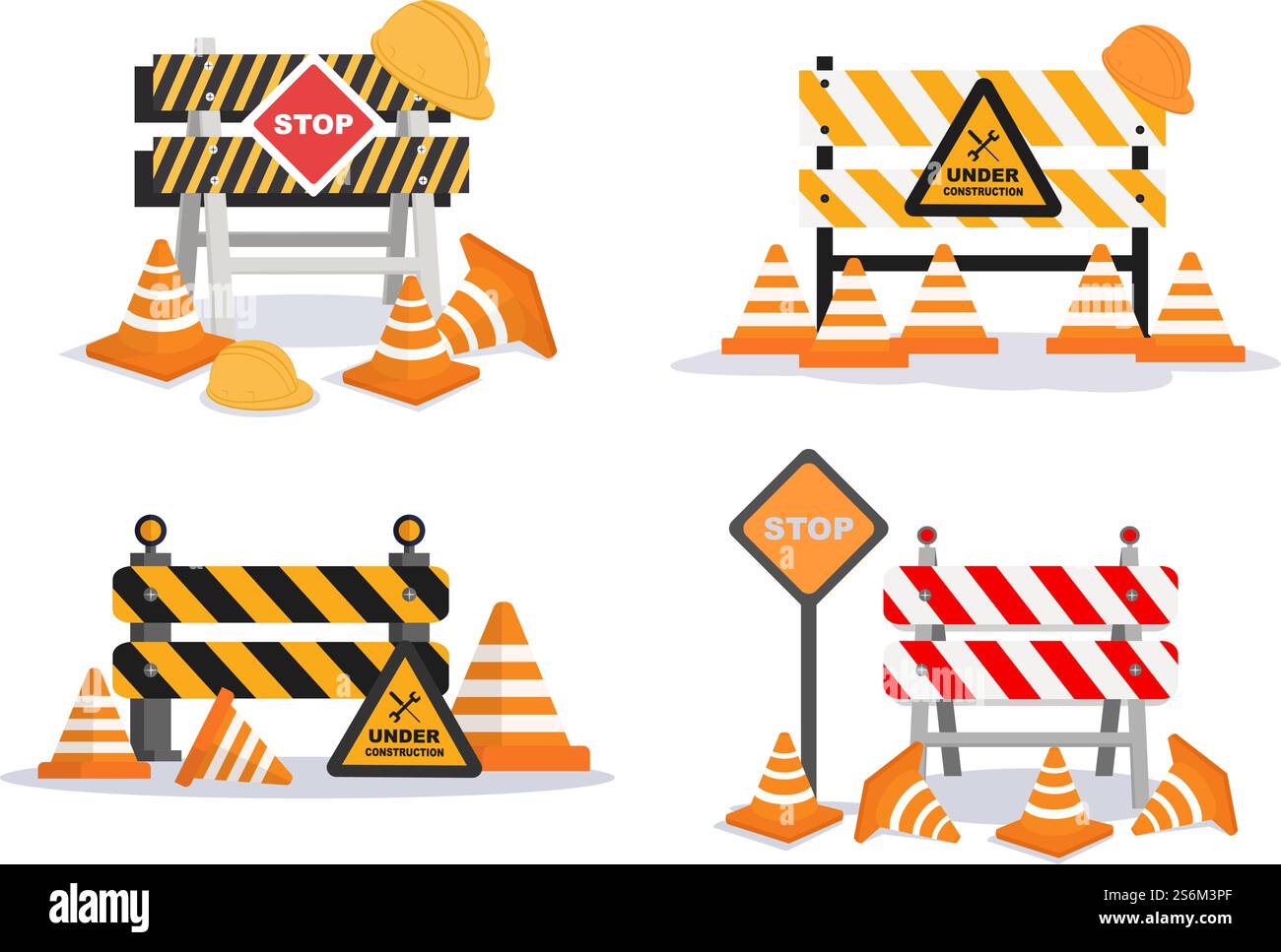 Under Construction With Symbol Worker Hold Stop or Road Sign, Tape ...