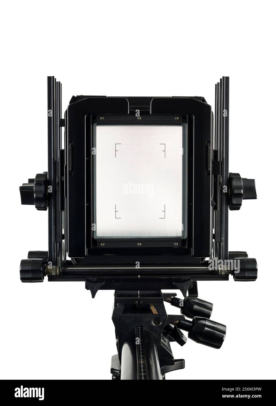 Large format film camera rear view with screen, isolated on white ...