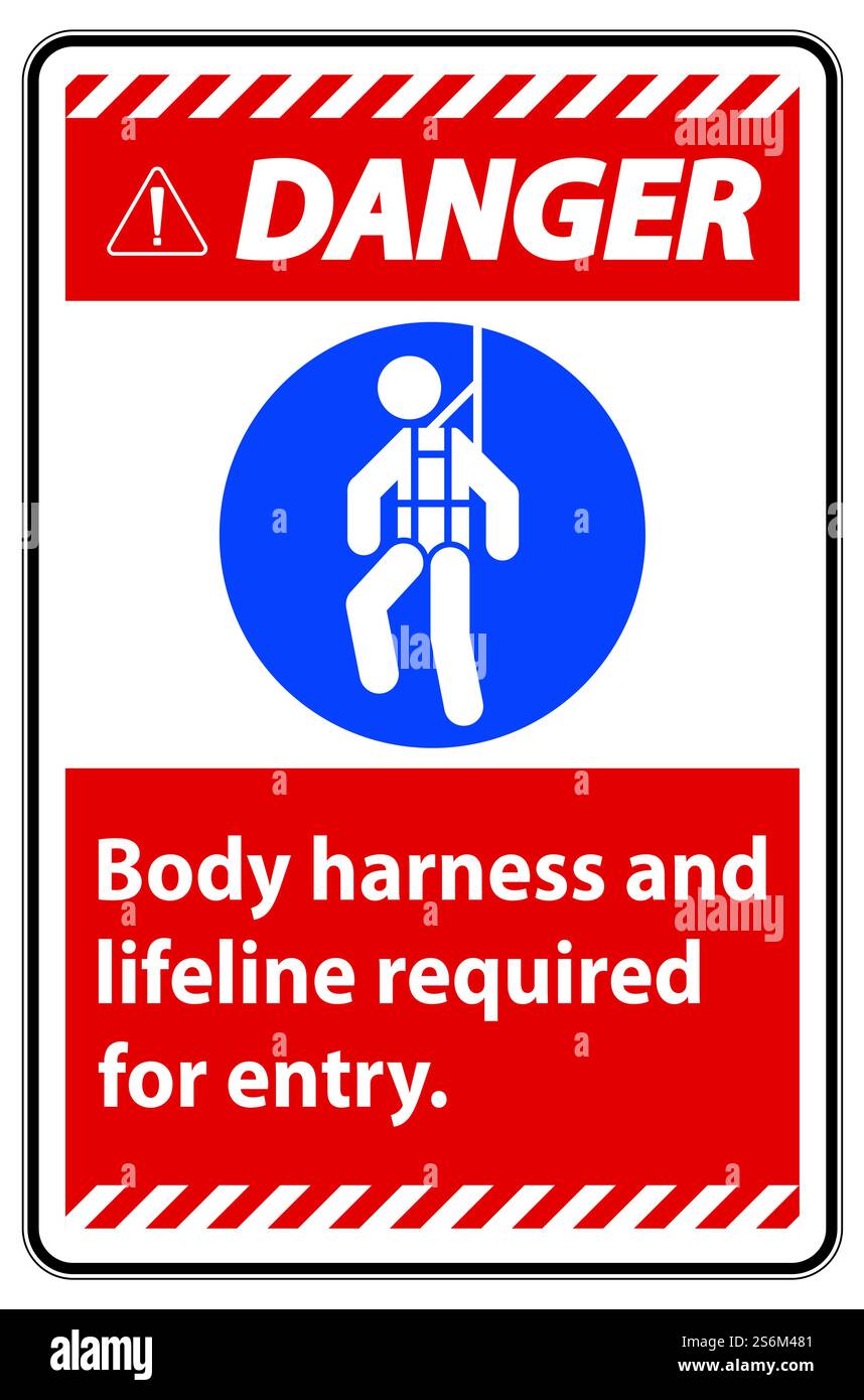Danger Sign Body Harness And Lifeline Required For Entry Stock Vector ...