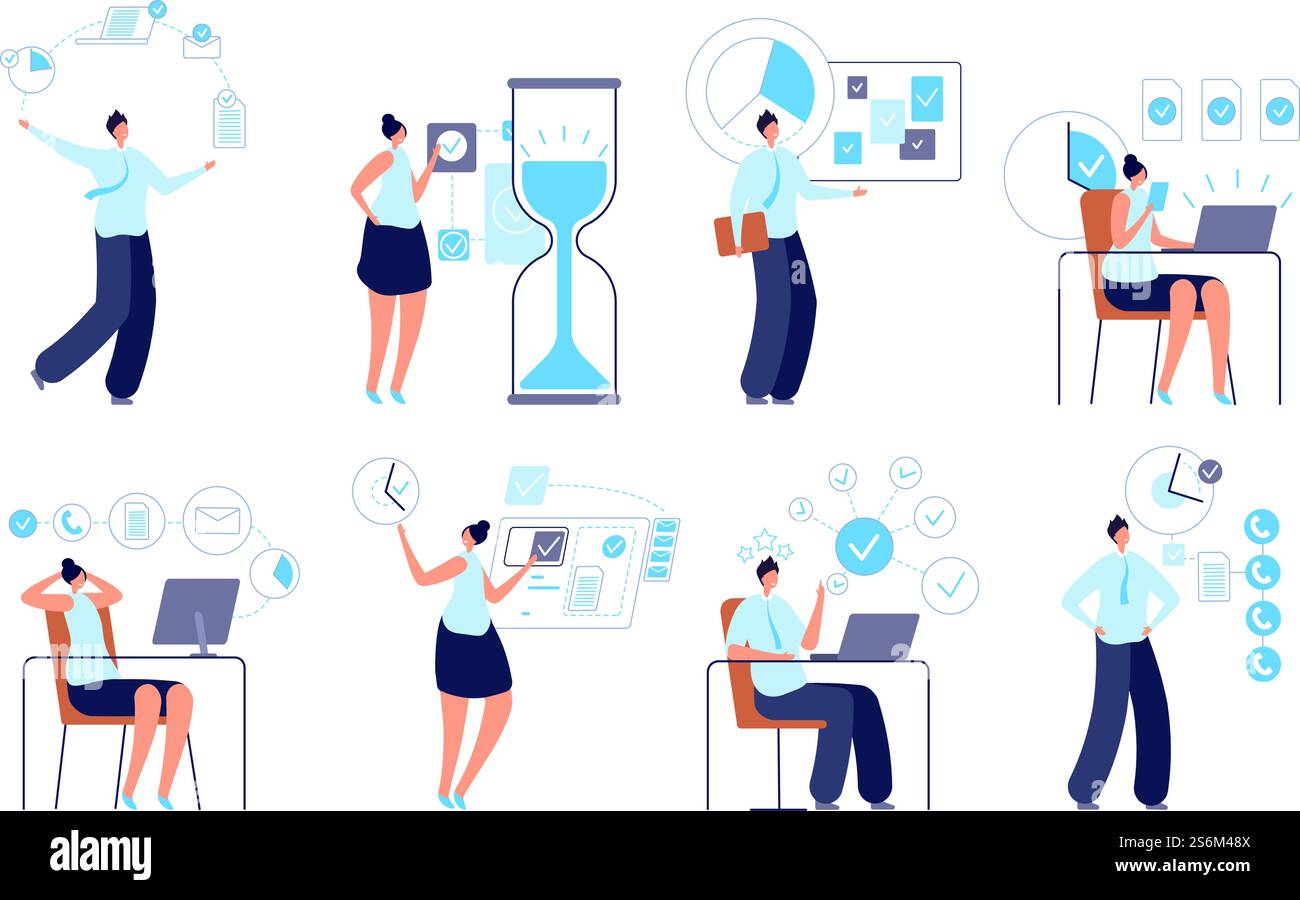 Successful time management. Entrepreneur organizing activity, manager planning work. Tasks or ...