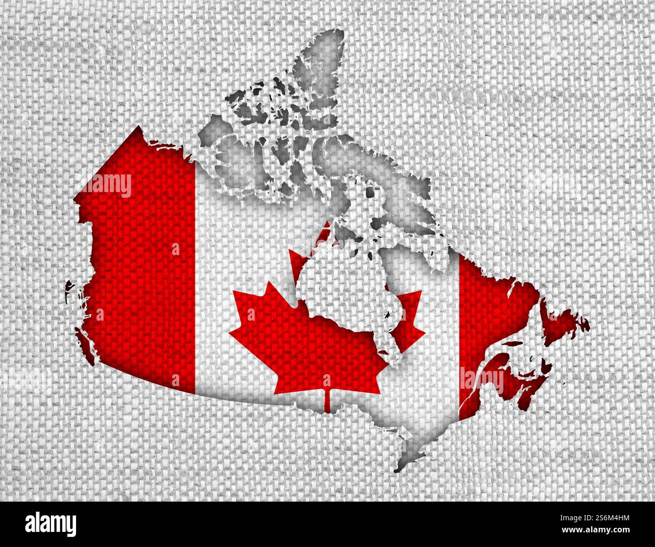 Map and flag of Canada on old linen Stock Photo - Alamy