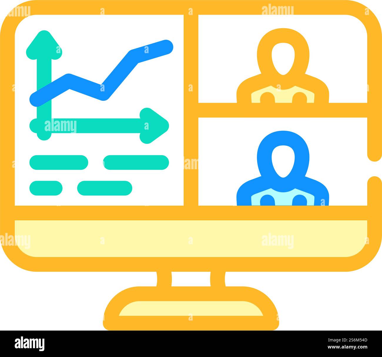 chart researching video conference color icon vector. chart researching ...