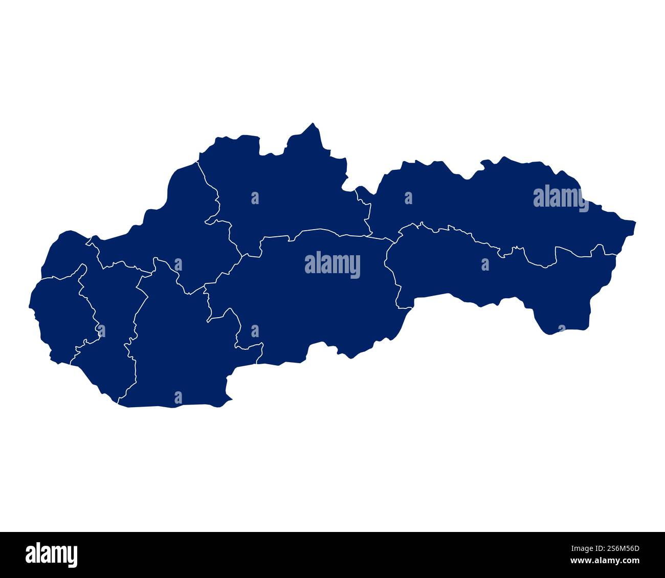 Map of Slovakia with regions and borders Stock Photo - Alamy