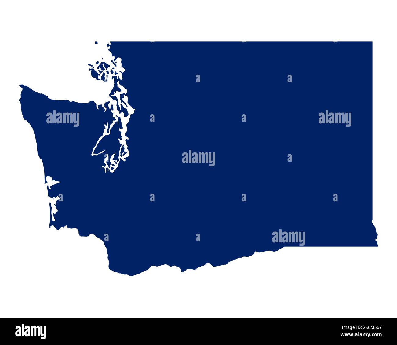 Map of Washington in blue color Stock Photo - Alamy