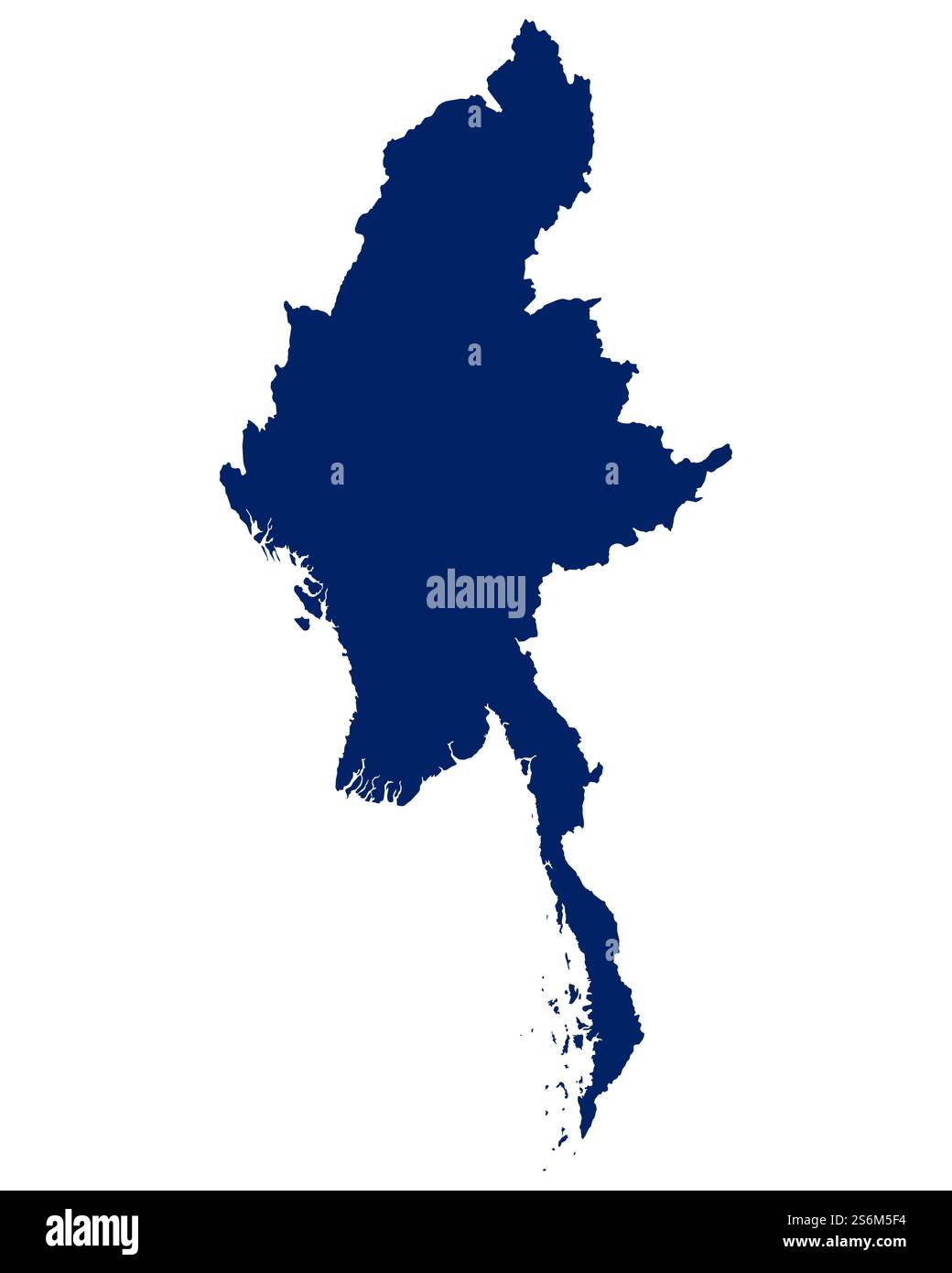 Map of Myanmar in blue color Stock Photo - Alamy