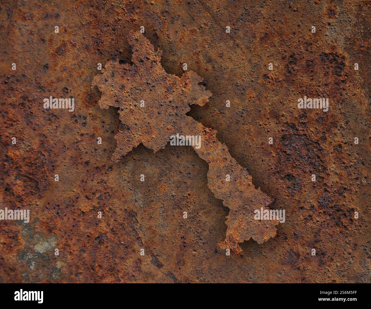 Map of laos on rusty metal hi-res stock photography and images - Alamy