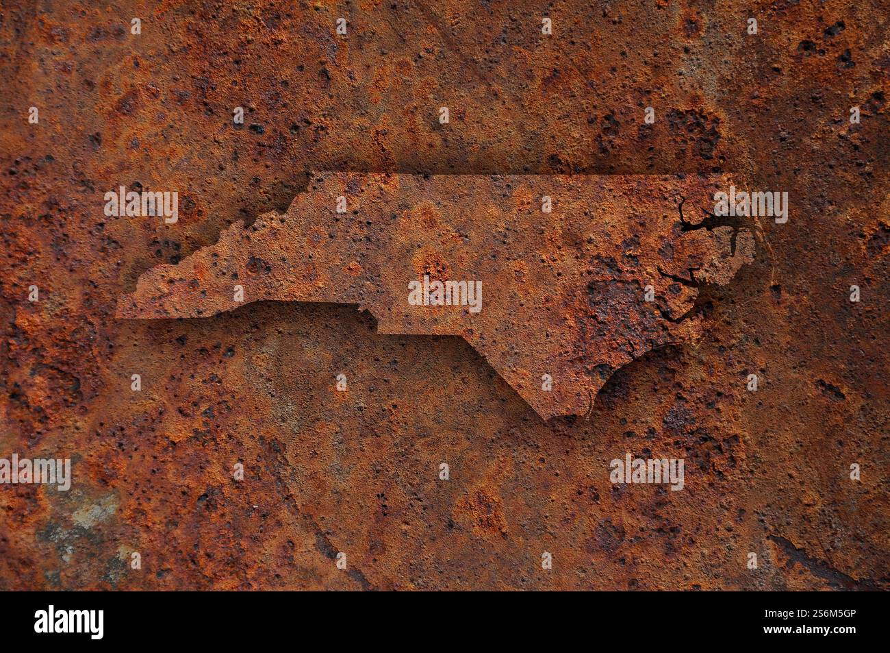 Map of North Carolina on rusty metal Stock Photo - Alamy