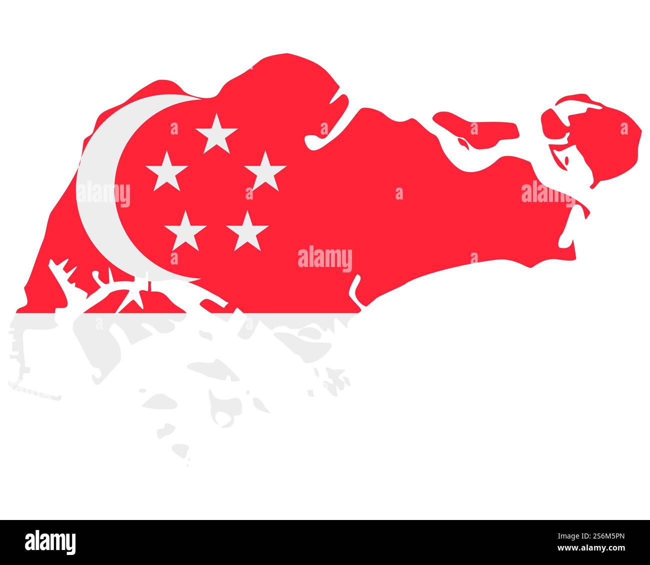 Singapore flag in map hi-res stock photography and images - Alamy