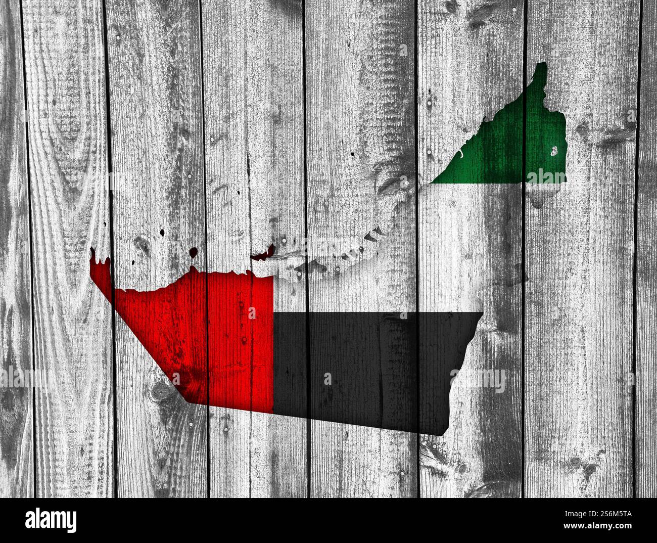 Map and flag of the United Arab Emirates on weathered wood Stock Photo ...