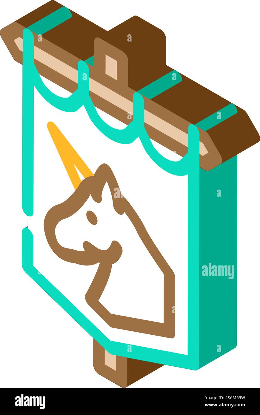 medieval flag fairy tale isometric icon vector. medieval flag fairy ...