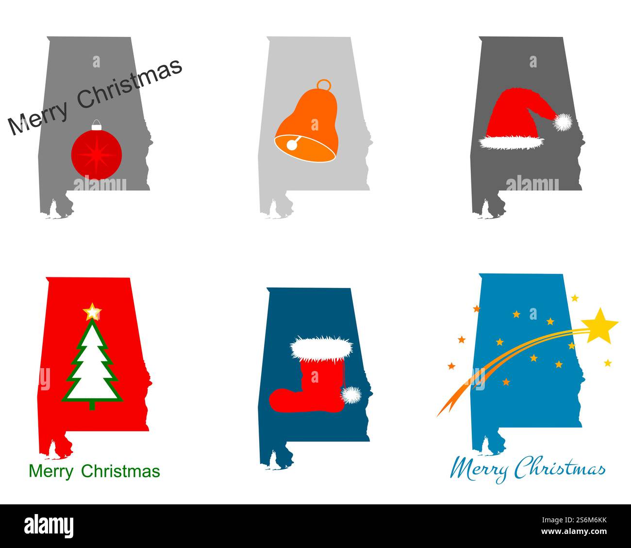 Map of Alabama with Christmas symbols Stock Photo - Alamy
