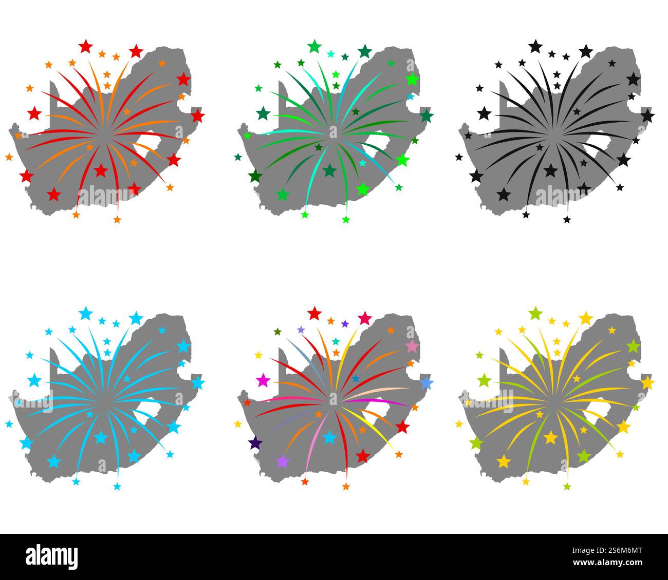 Map of South Africa with fireworks Stock Photo - Alamy
