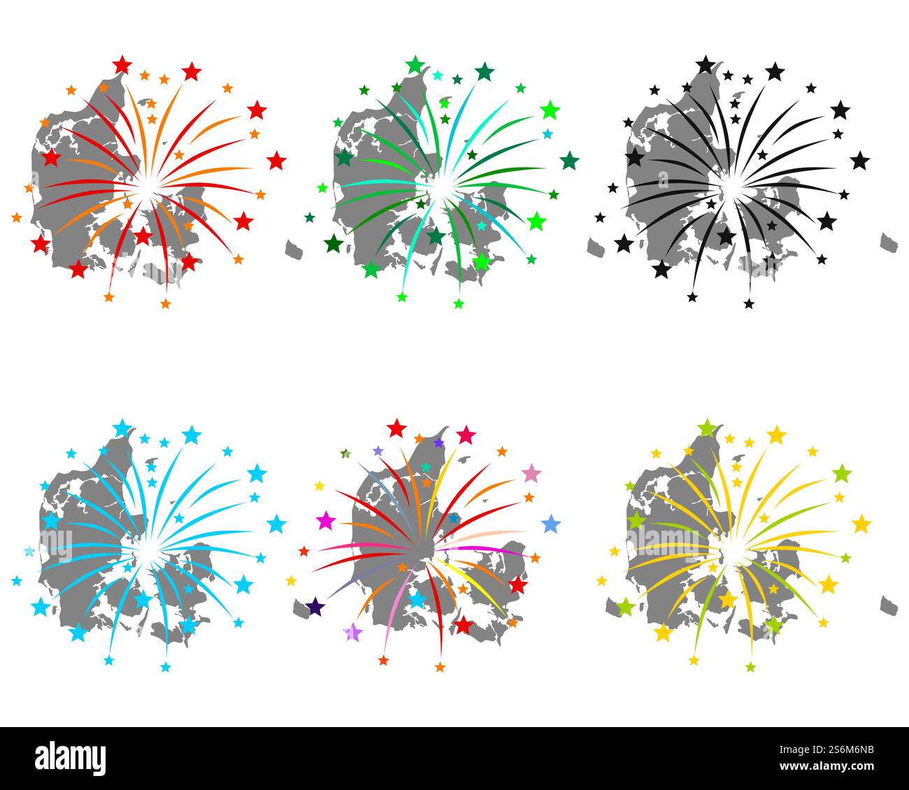 Map of Denmark with fireworks Stock Photo - Alamy