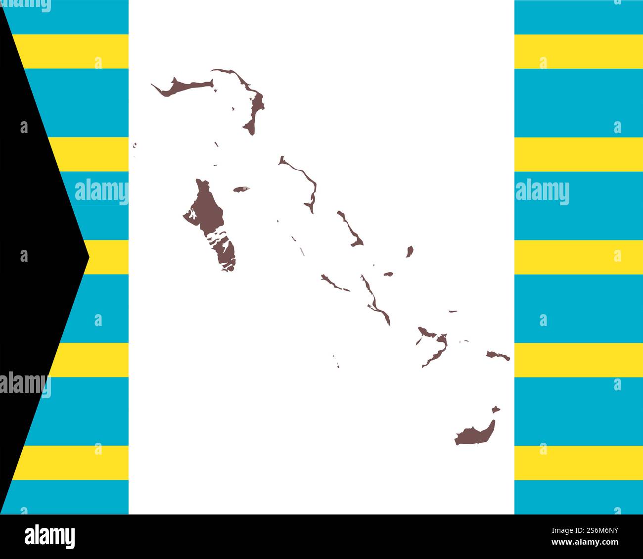 Map of the Bahamas on background with flag Stock Photo - Alamy
