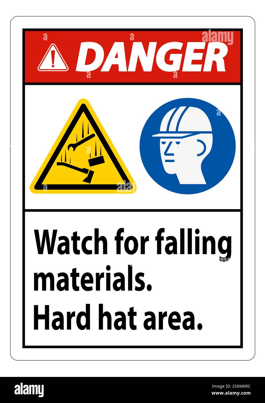 Danger Sign Watch For Falling Materials, Hard Hat Area Stock Vector ...