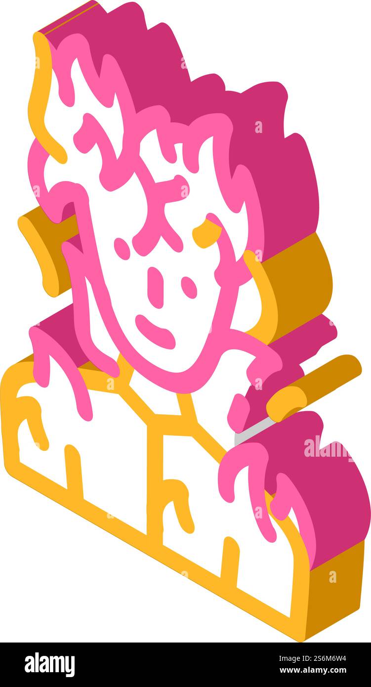 burning man fantasy character isometric icon vector. burning man ...