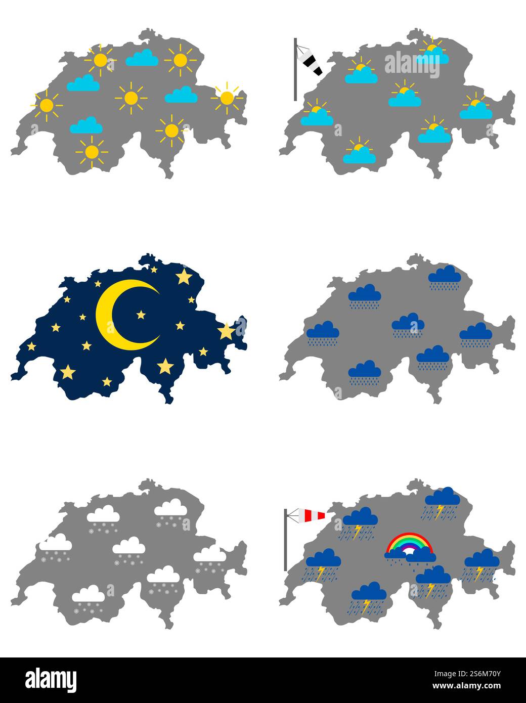 Map of switzerland with weather symbols hi-res stock photography and ...