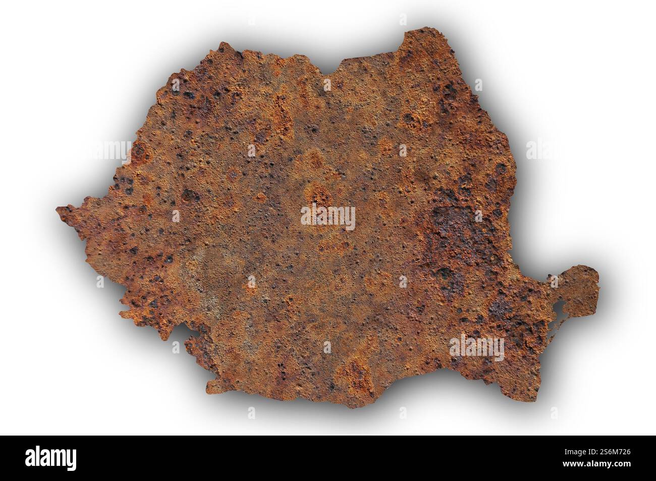 Map of Romania on rusty metal Stock Photo - Alamy