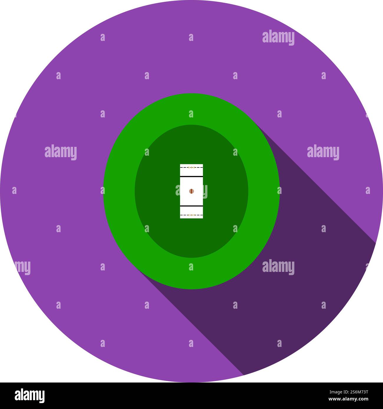 Cricket Field Icon. Flat Circle Stencil Design With Long Shadow. Vector ...