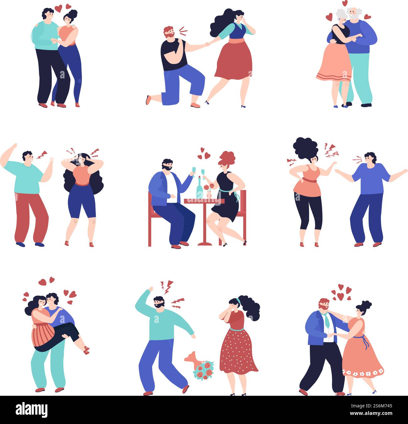 Conflict relationship. People violence, unhappy woman with angry ...