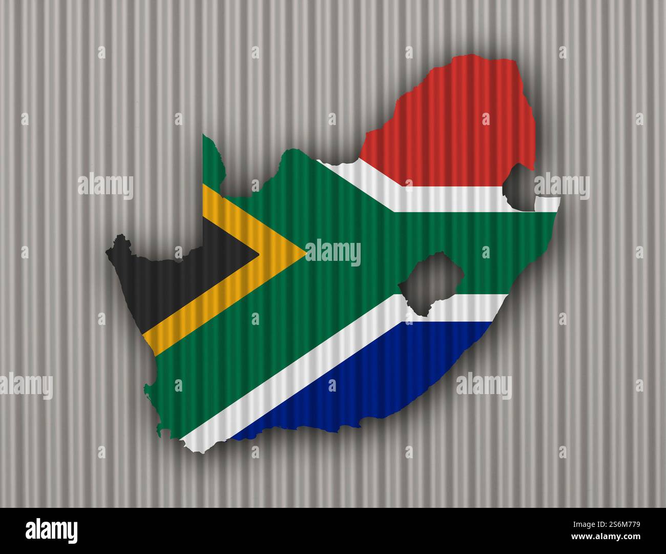 Map and flag of South Africa on corrugated iron Stock Photo - Alamy