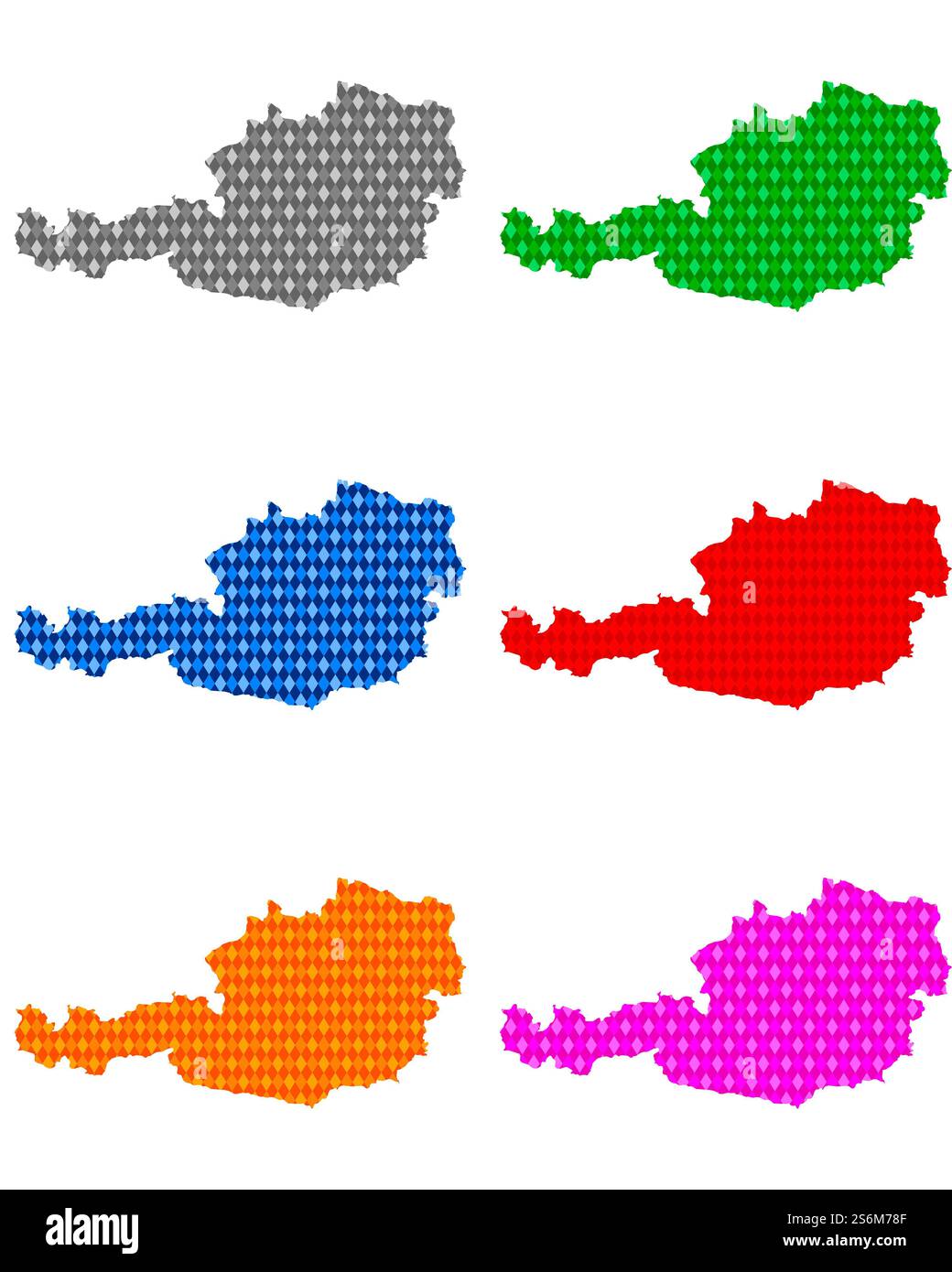 Maps of Austria with colored diamonds Stock Photo - Alamy