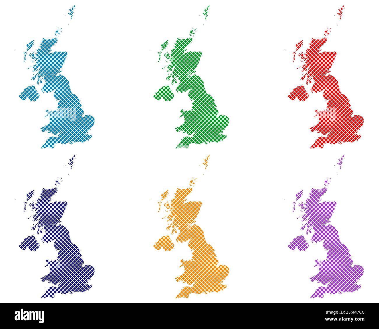 Maps of Great Britain on simple cross stitch Stock Photo - Alamy