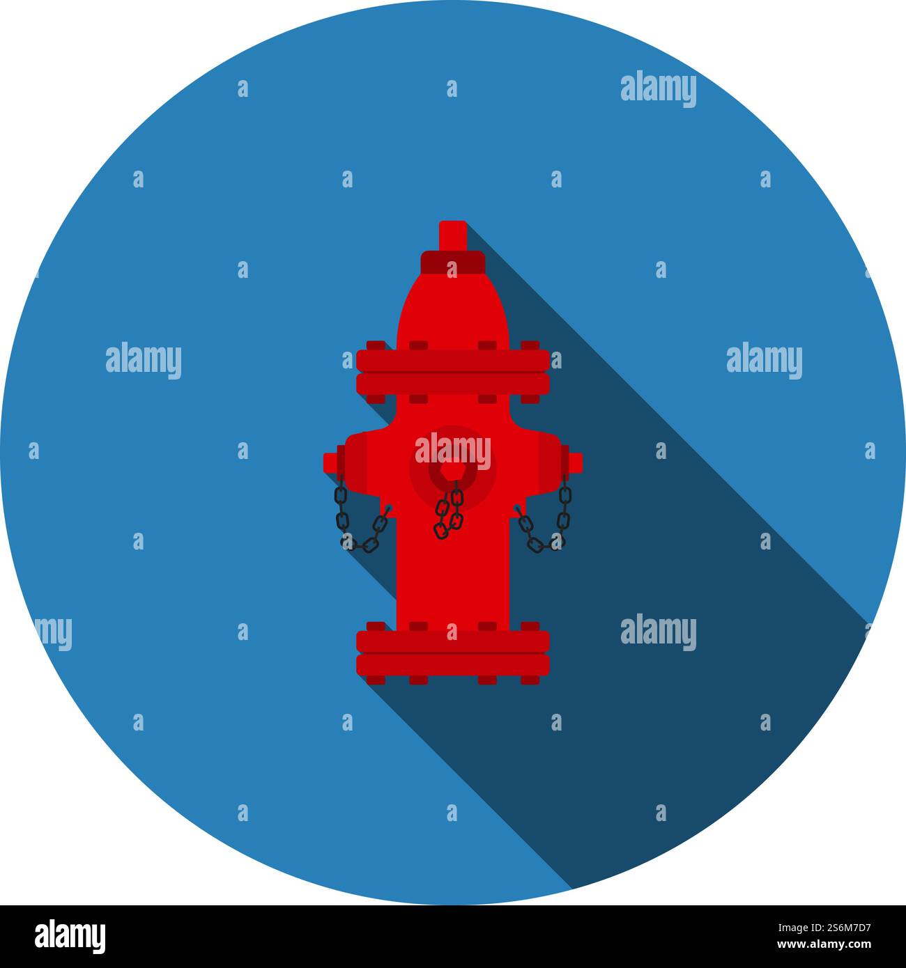 Fire Hydrant Icon. Flat Circle Stencil Design With Long Shadow. Vector ...