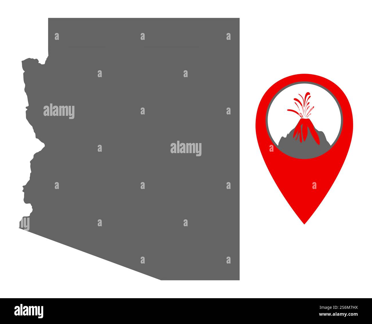 Map of Arizona with volcano indicator Stock Photo - Alamy