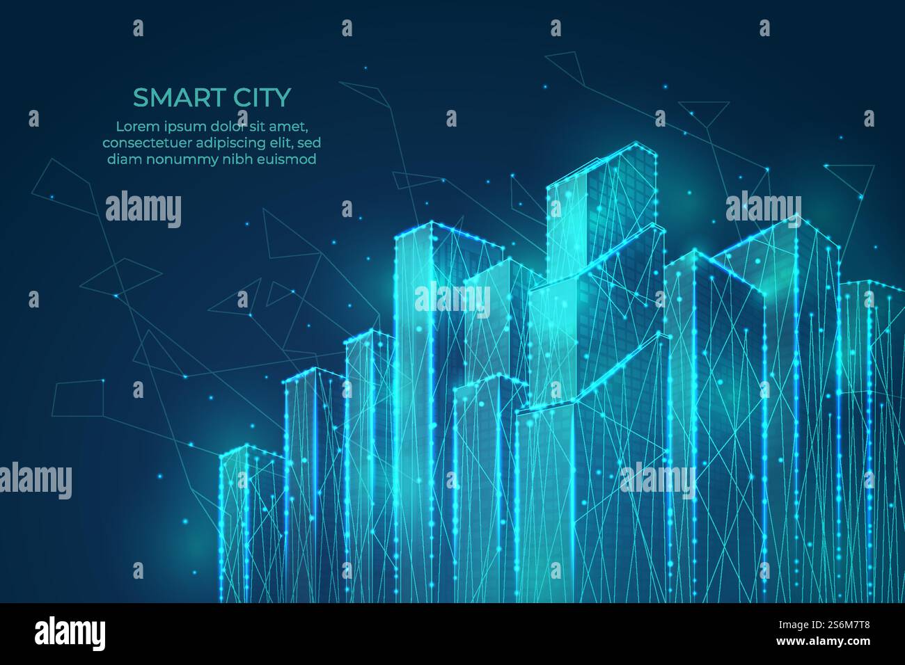 Technology city background. Building shapes, smart digital tech ...