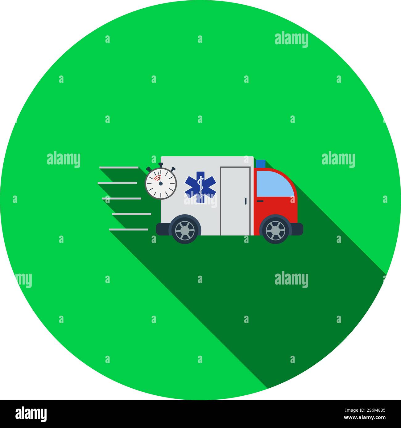 Fast Ambulance Car Icon. Flat Circle Stencil Design With Long Shadow ...