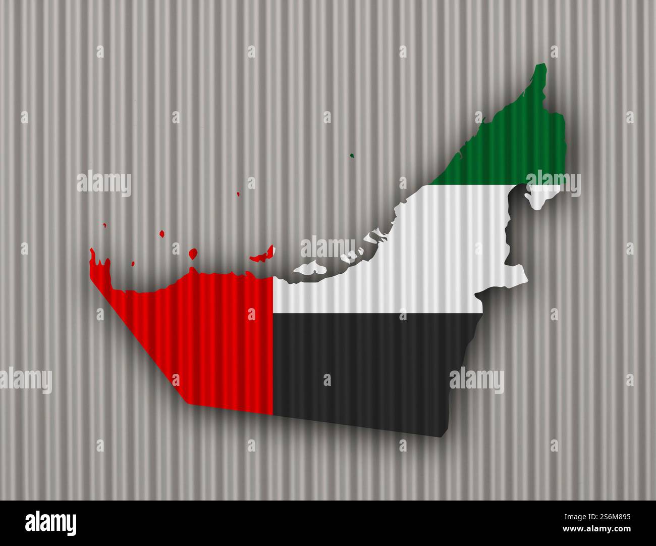 Map and flag of the United Arab Emirates on corrugated iron Stock Photo ...
