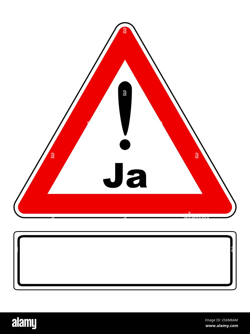 Warning sign Yes with exclamation mark and additional sign Stock Photo ...