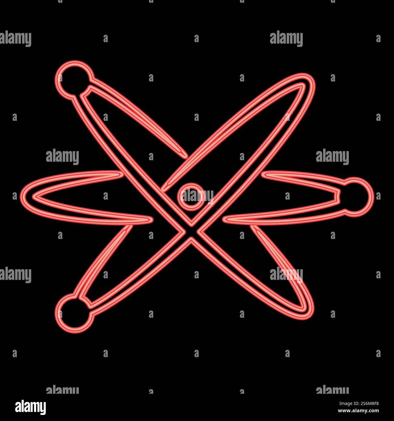 Neon atom red color vector illustration flat style light image. Neon ...
