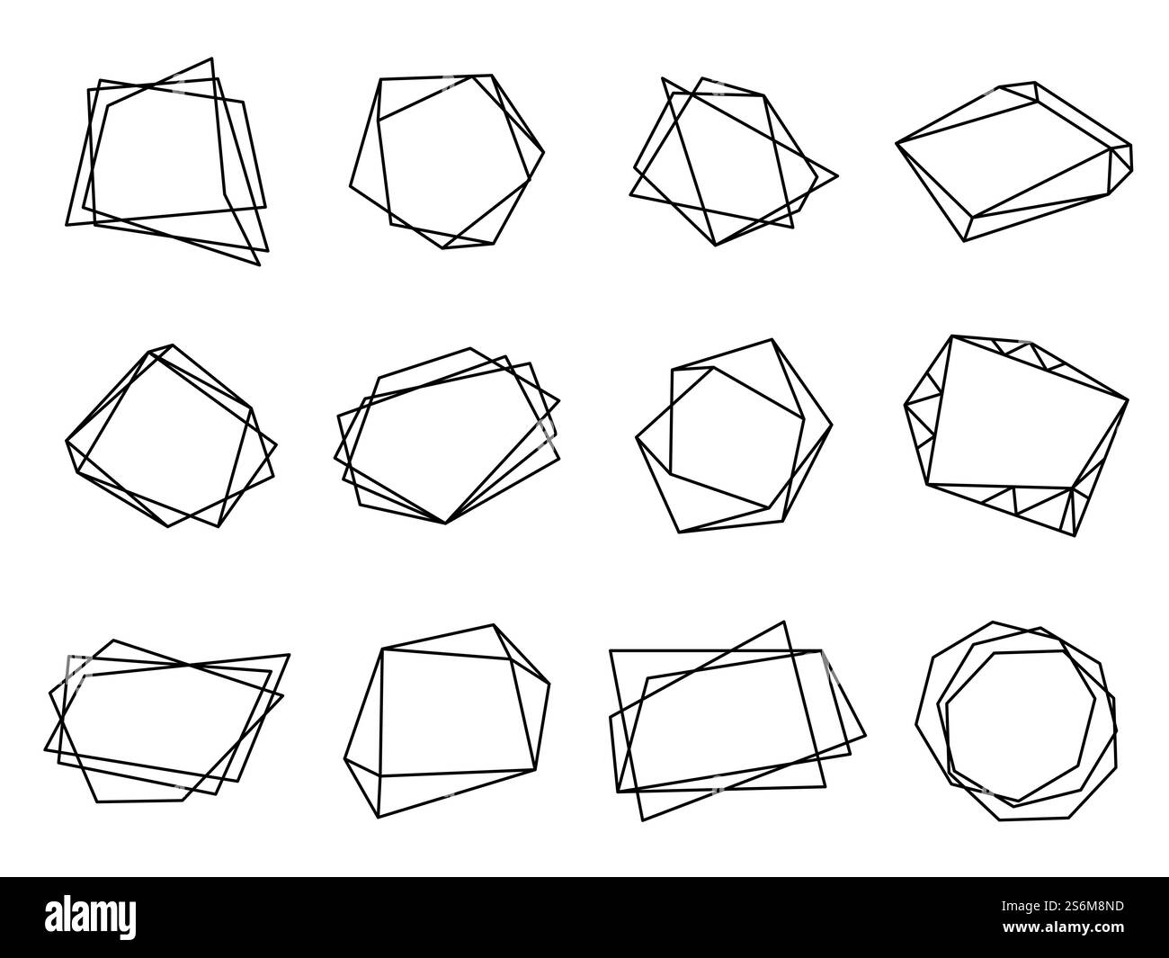 Black polygonal frames. Triangle polygon shape, crystal geometric ...