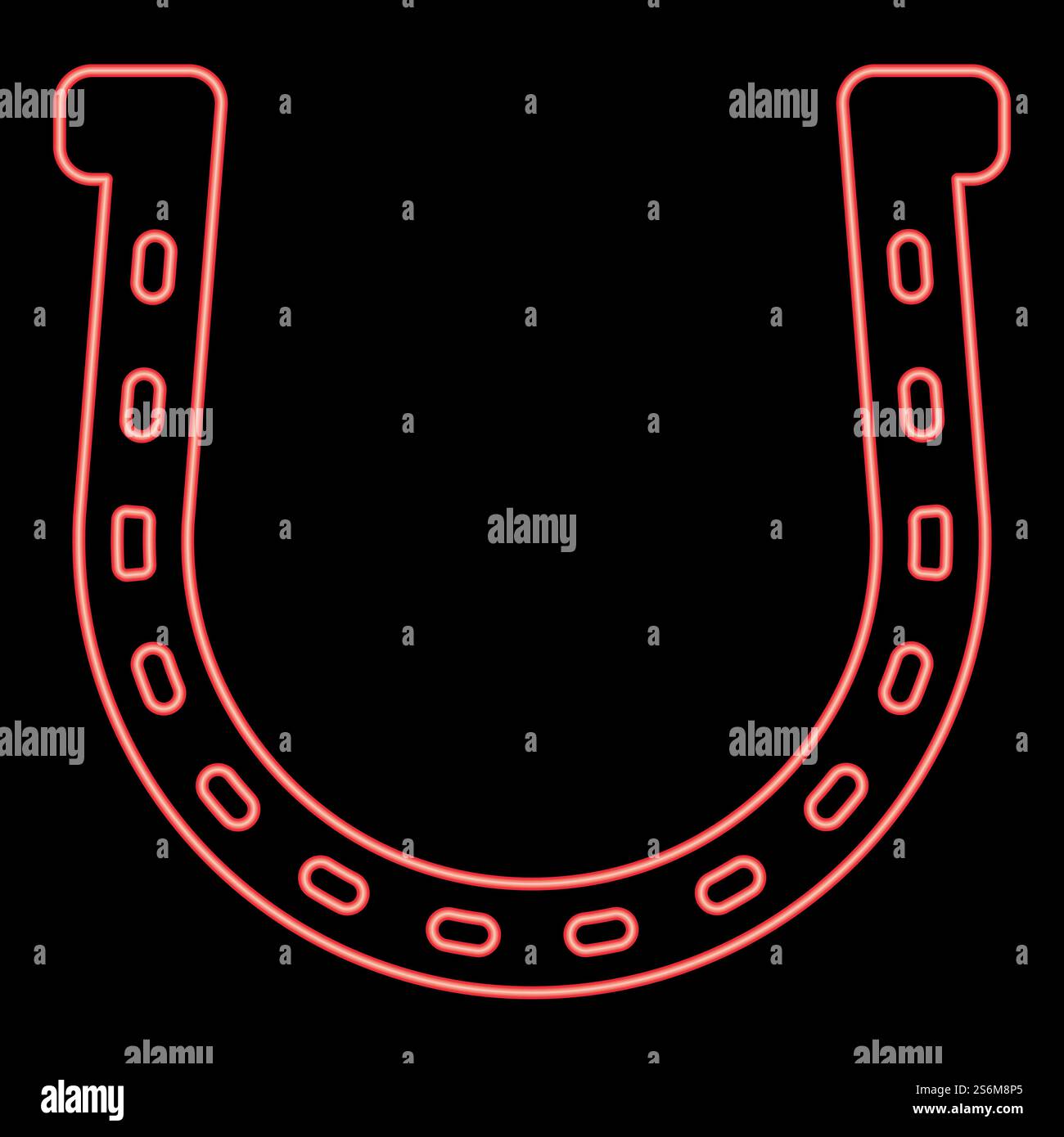 Neon horseshoe red color vector illustration flat style light image ...